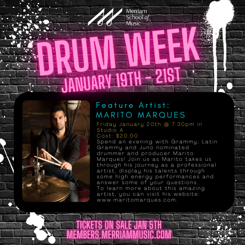Drum Theme Week – Concert with Marito Marques – Merriam Music Members